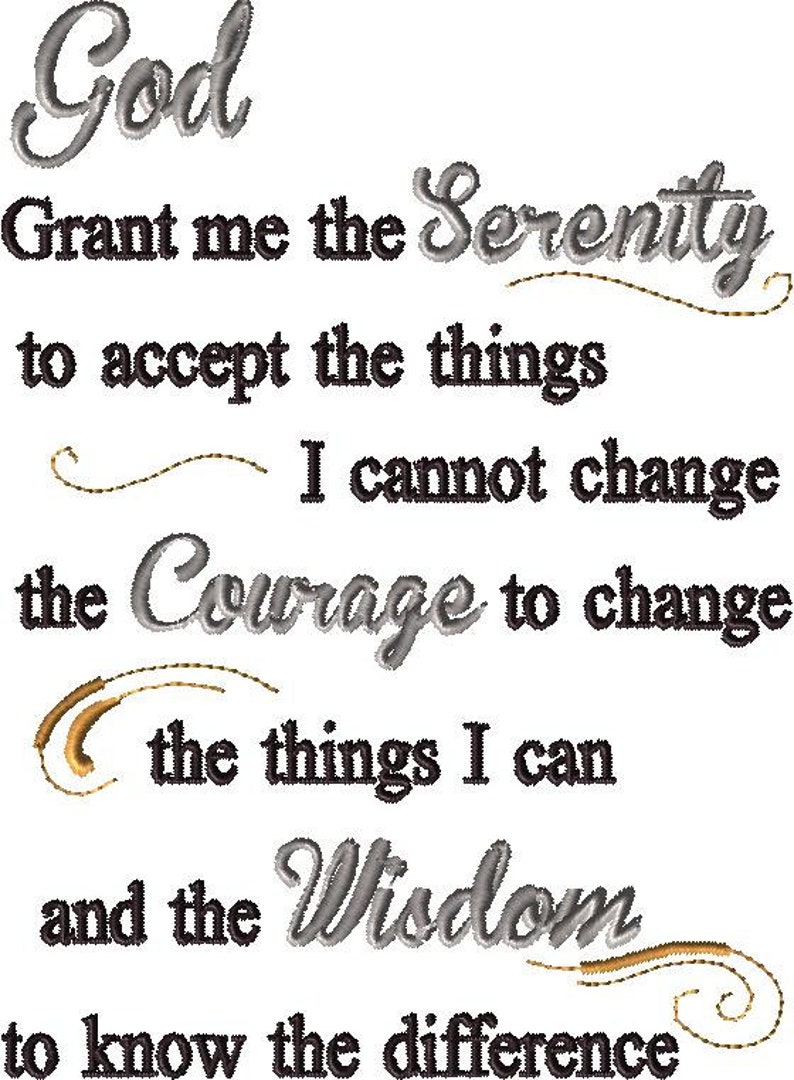 Serenity Prayer Embroidery Design 6 X 10 ONLY Machine Embroidery ...