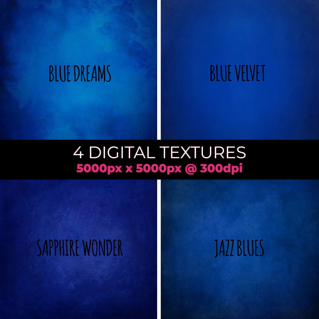4 DIGITAL BACKGROUNDS - Bold Blue! Use for Photography, Photoshop ...