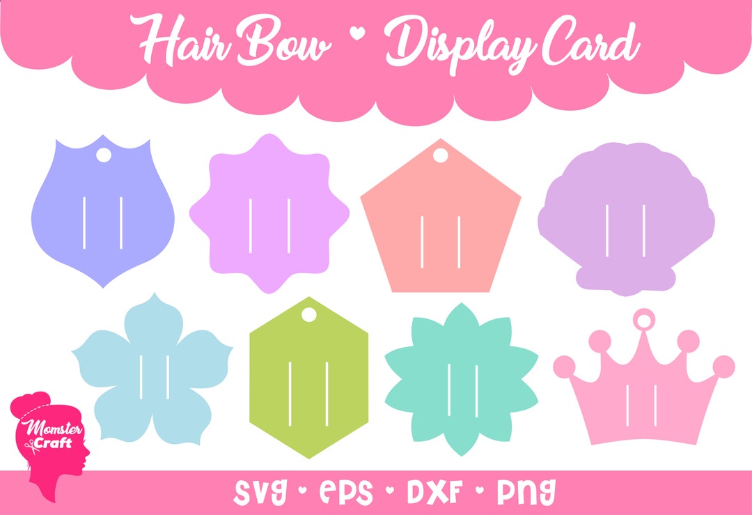 Hair Bow Clip Display Card 01 - Bundle of 8 Style and 3 Sizes, Total of ...