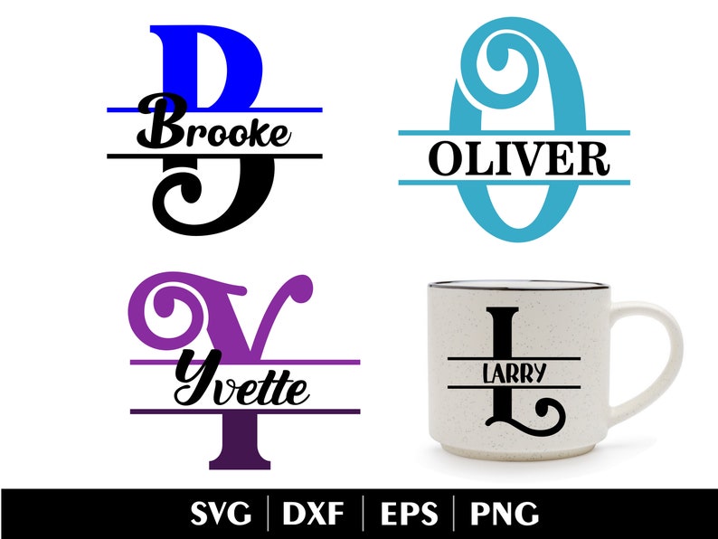 Alphabet Split Monogram Svg Eps Dxf Png Split Name Frame - Etsy