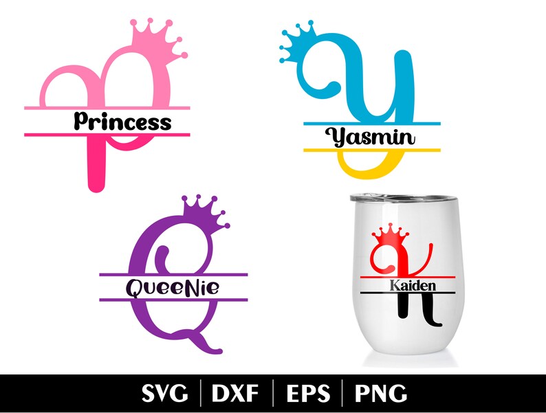 Crown Alphabet Split Monogram Svg Eps Dxf Png Split Name - Etsy