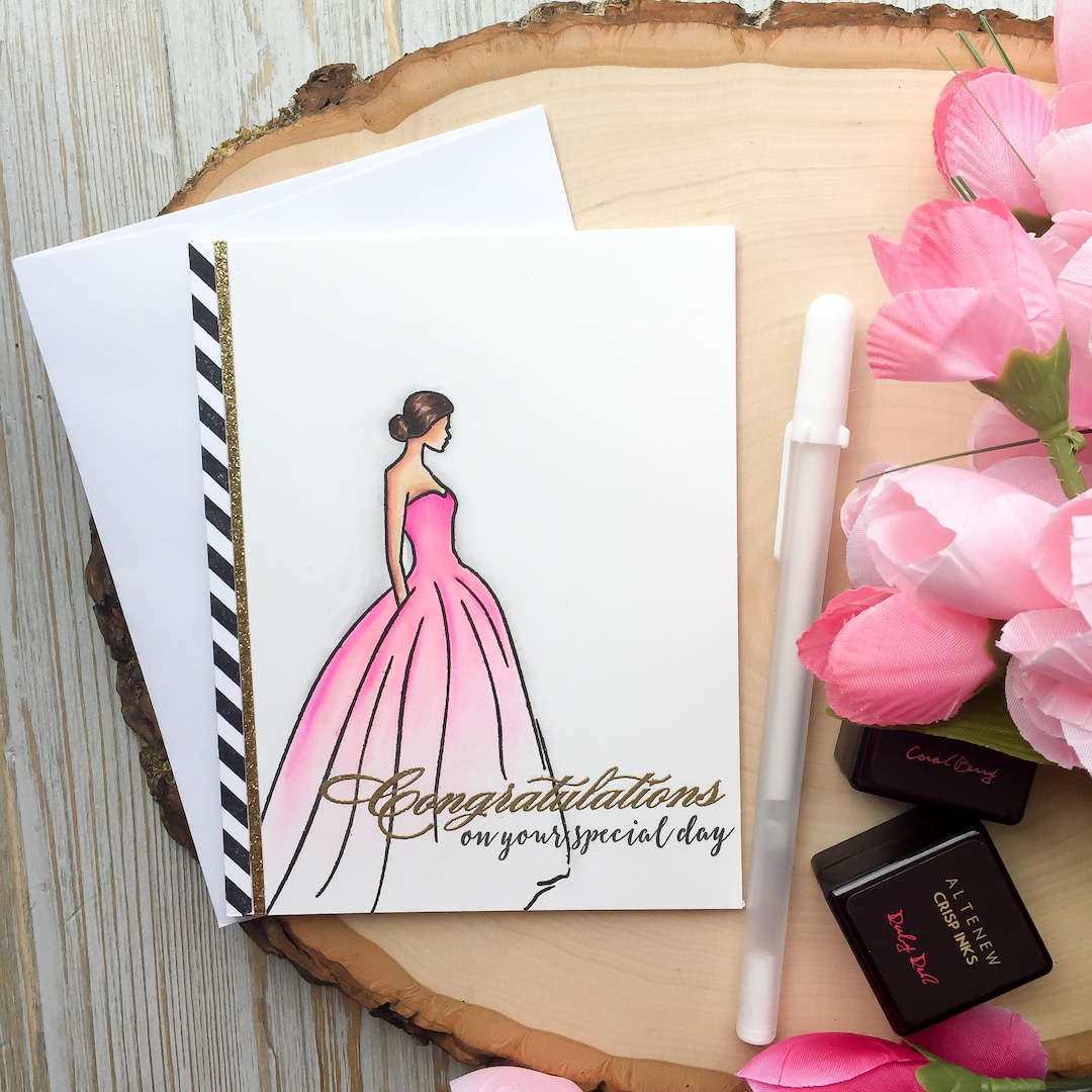 Handmade Bridal Shower Card for Bride Greeting Card Wedding Dress ...
