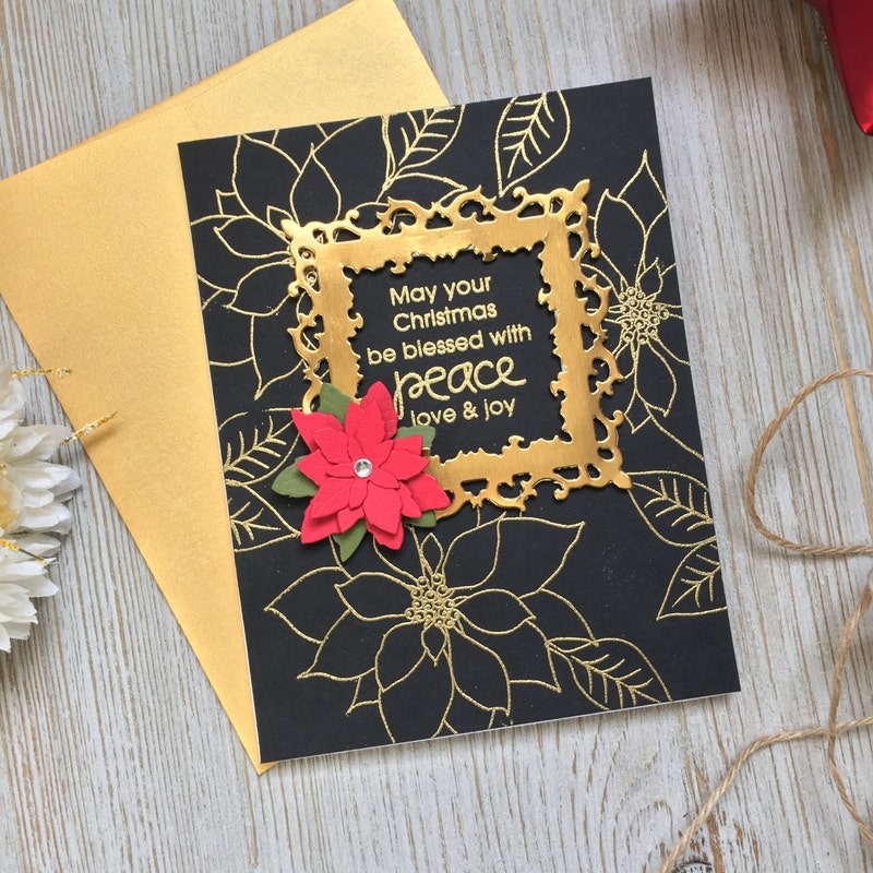 Gold Christmas Card - Etsy