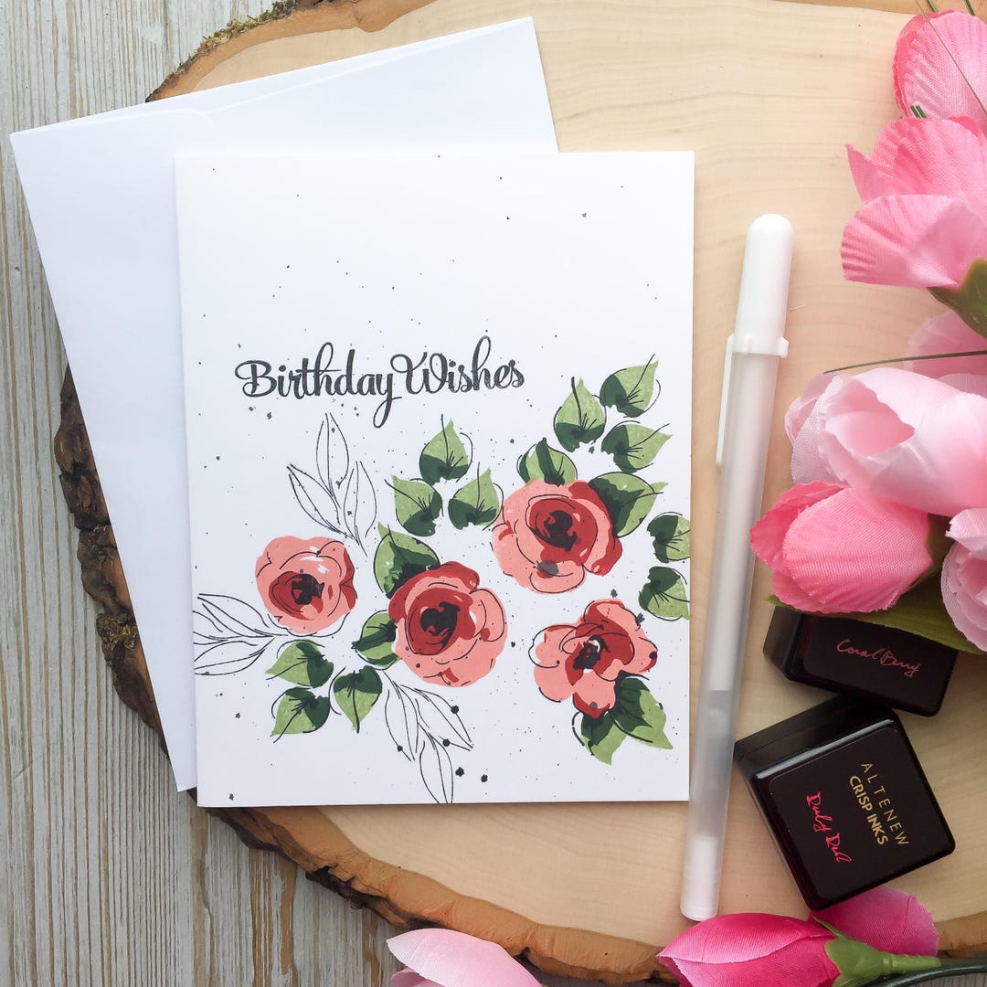 Handmade Birthday Card for Mom Flower Birthday Card for Friend Flower ...