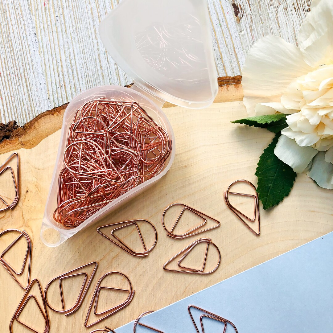 Rose Gold Paper Clips - 50 PCS, Planner Decorations, Office Supplies ...