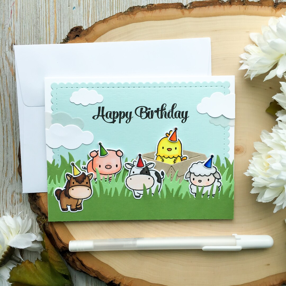 Handmade Birthday Card for Kids Animal Birthday Party Gift Birthday ...