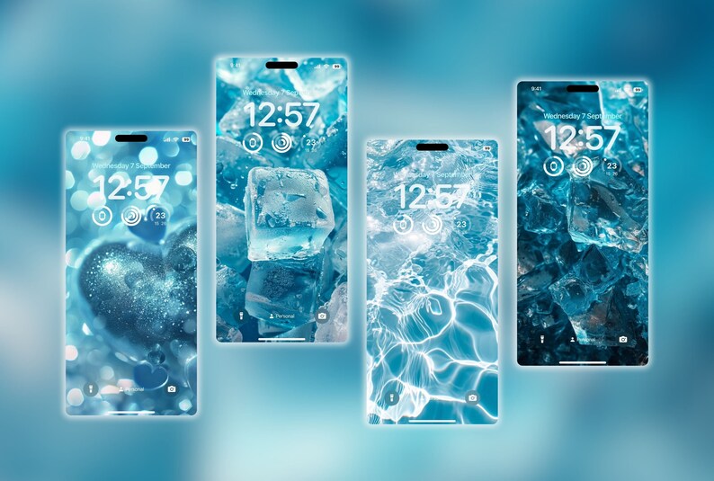 Light Blue Hue Phone Digital Wallpaper Bundle Set of 4, All Smartphones ...