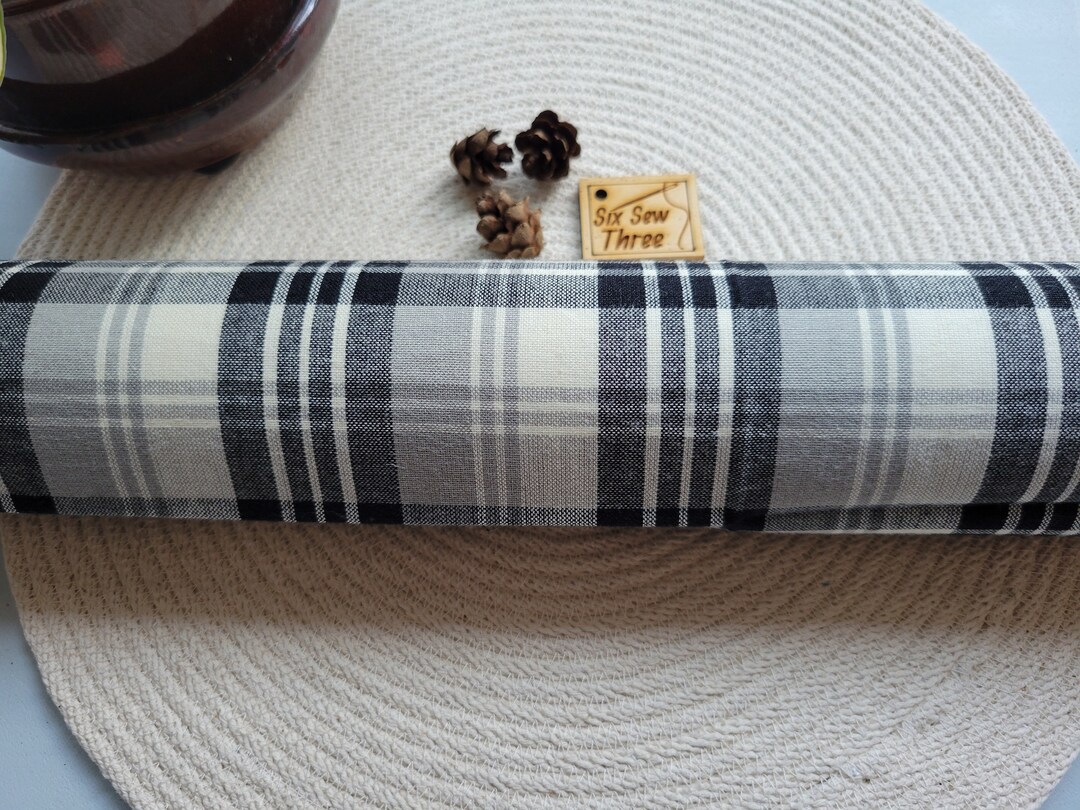 Cedar or Balsam Draft Blocker, Black Plaid Homespun Fabric, Breeze ...