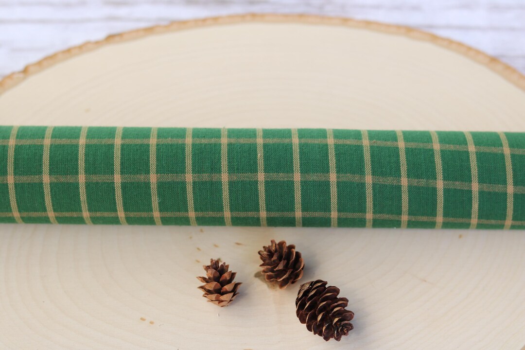 Cedar or Balsam Filled Draft Blocker, Green Homepsun Fabric With Biege ...