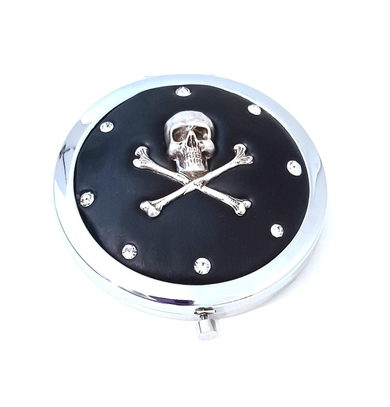 Skull & Crossbones Jeweled Compact Mirror - Etsy