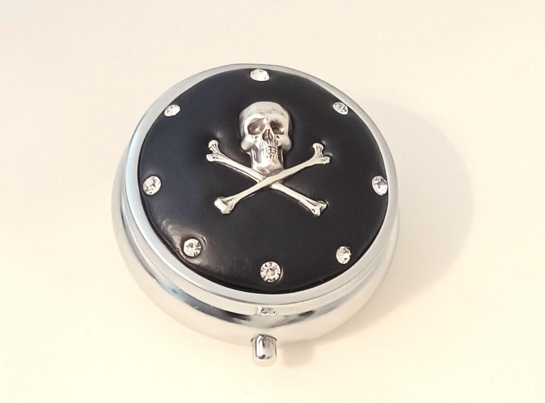 Skull & Crossbones Jeweled Pill Box - Etsy