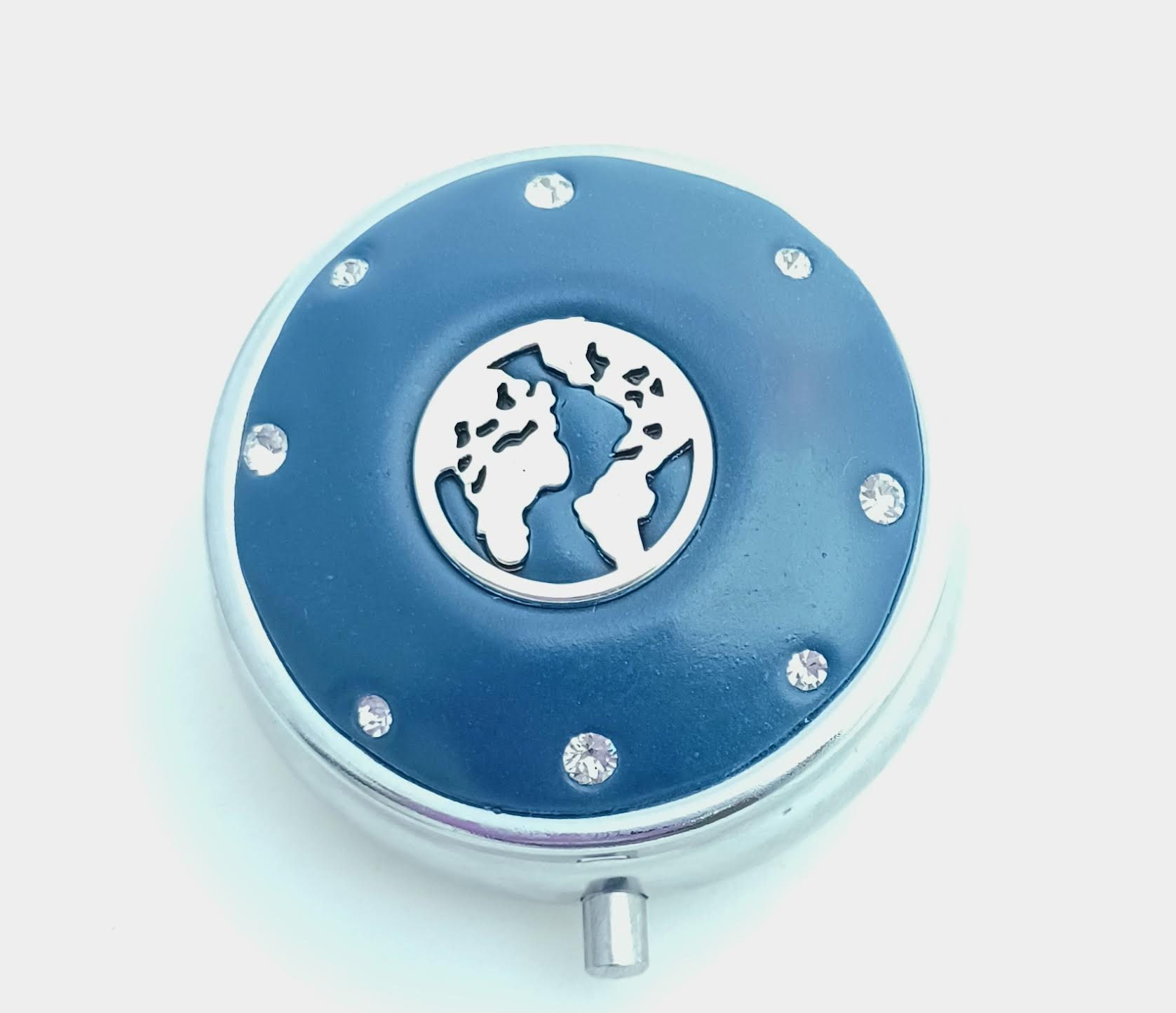 Royal Blue World Jeweled Pill Box - Etsy