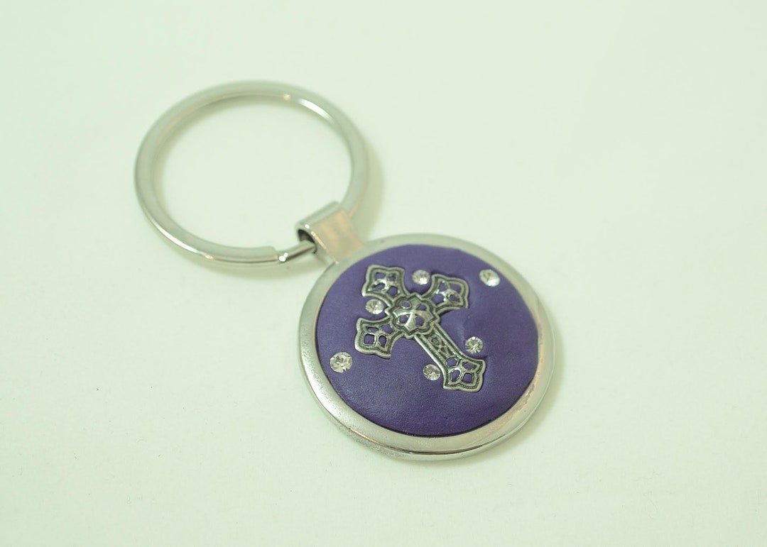Jeweled Cross Key Ring - Etsy