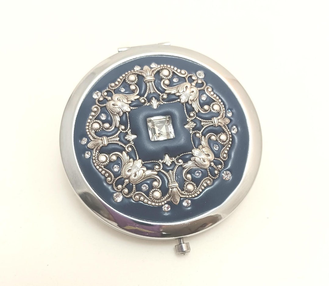 Royal Blue Filigree Compact Mirror - Etsy