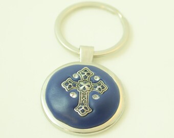 Cross Keychain Gold Cross Key Ring Religious Symbol Initial - Etsy