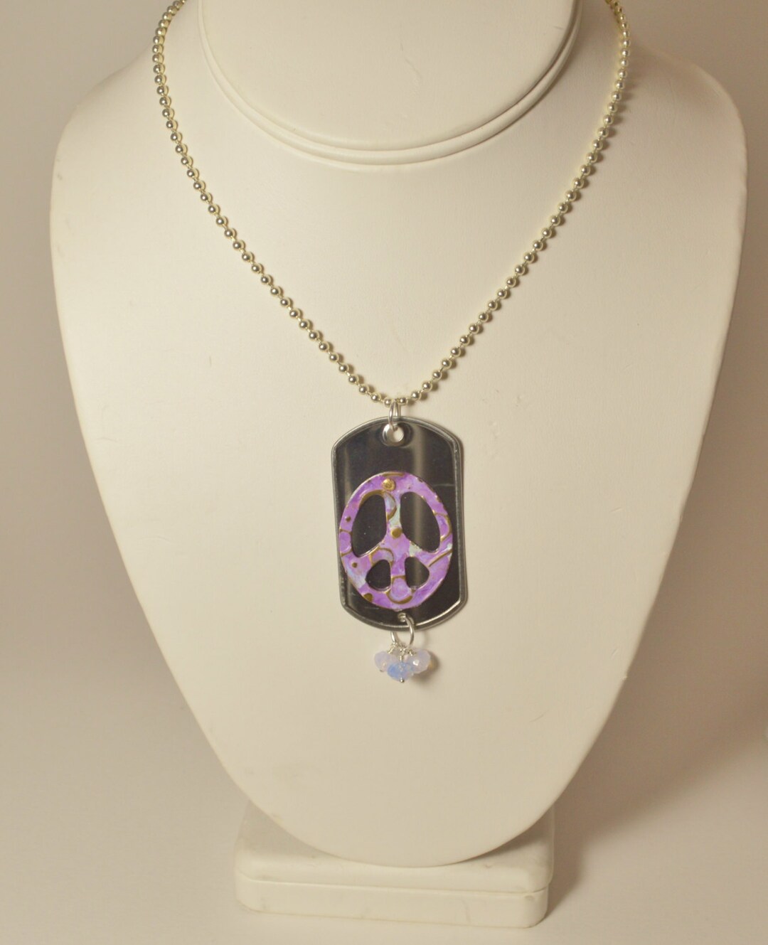 Riveted Peace Sign Dog Tag Necklace - Etsy