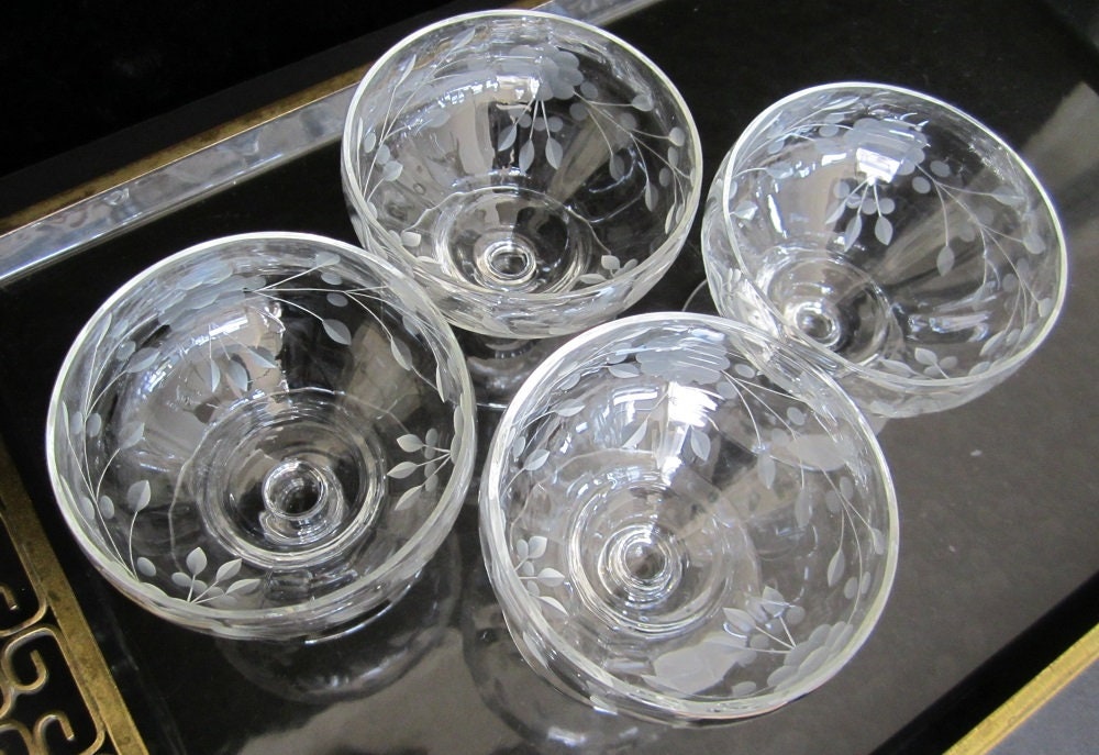 4-pc Cut Crystal Low Sherbet Dessert Dish Set Vintage Elegant | Etsy India