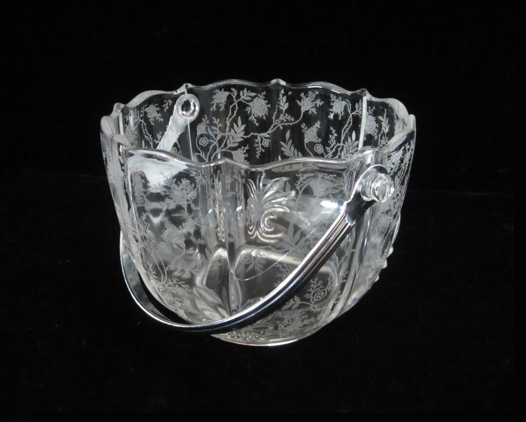 Fostoria Glass Baroque Ice Bucket With Handle, Chintz Etch 338 ...