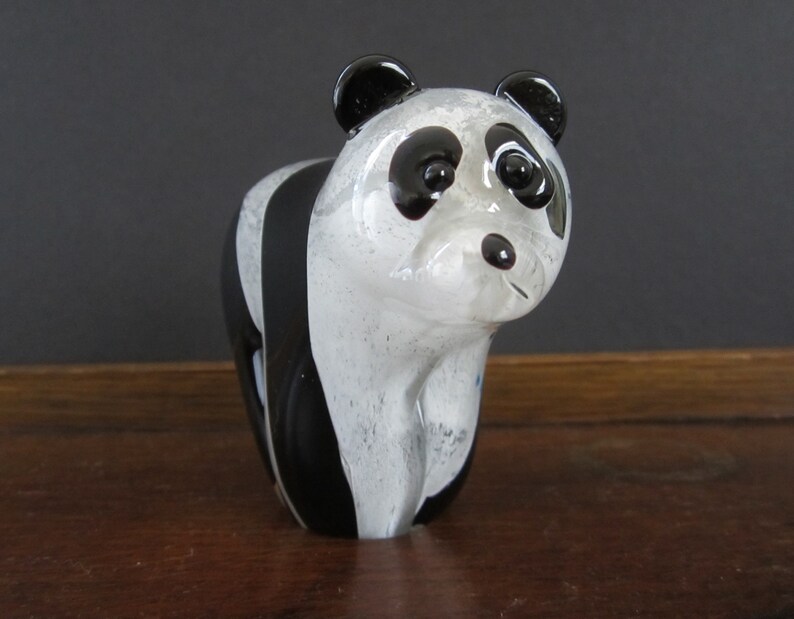 Panda Bear Paperweight Art Glass by Dynasty Gallery S.F CA - Etsy