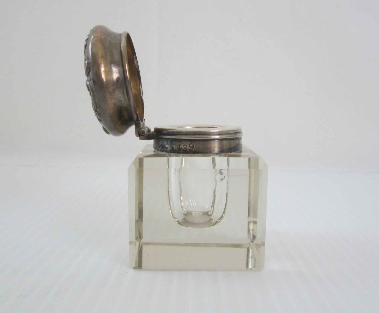 Antique Square Glass Inkwell With Sterling Silver Cap - Etsy