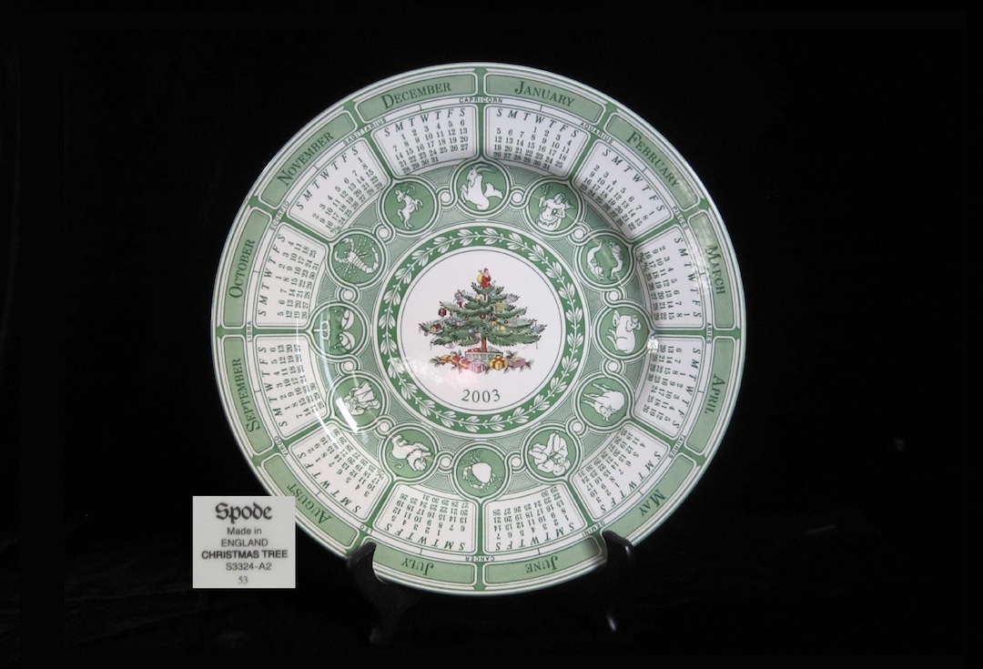 2003 Spode "christmas Tree" Calendar Plate • Vintage Green and White ...