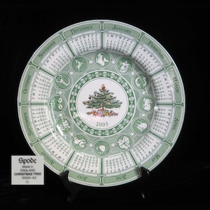 2003 Spode "christmas Tree" Calendar Plate • Vintage Green and White ...