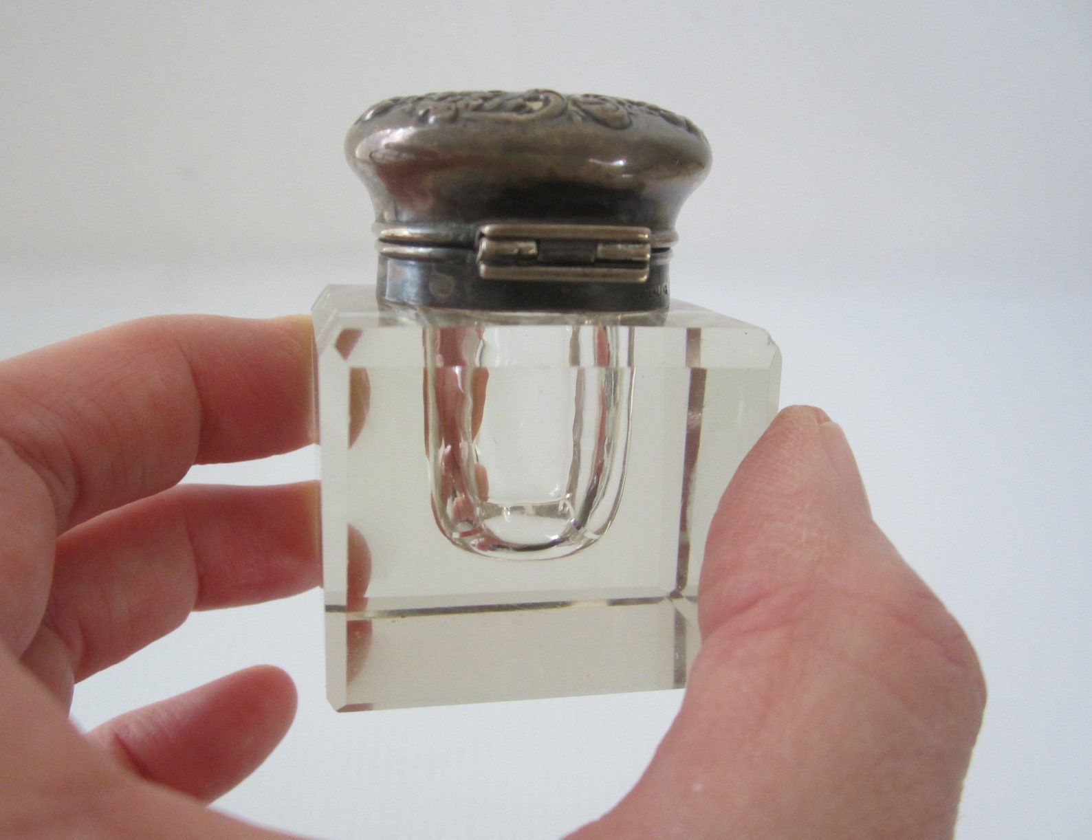 Antique Square Glass Inkwell With Sterling Silver Cap - Etsy