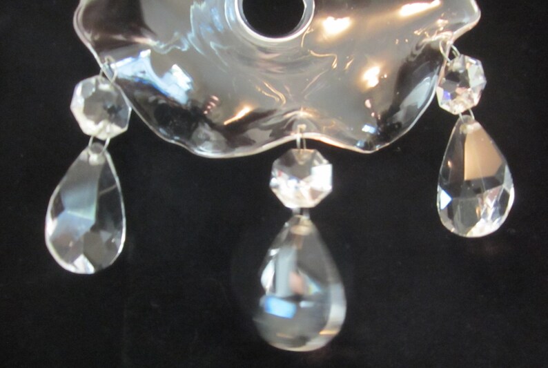 Pair 6 1/2 Glass Bobeche With Crystal Prisms Antique - Etsy