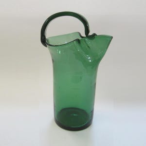 12" Empoli Verde Drink Pitcher Large Handled Green Blown Glass ...