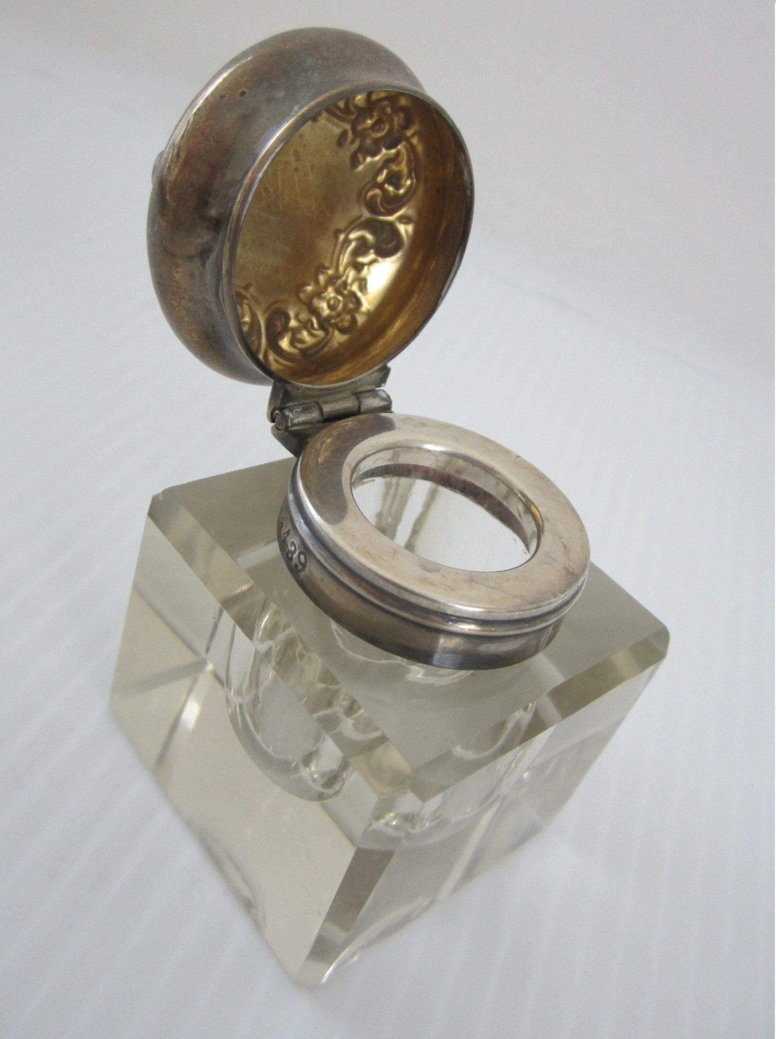 Antique Square Glass Inkwell With Sterling Silver Cap - Etsy