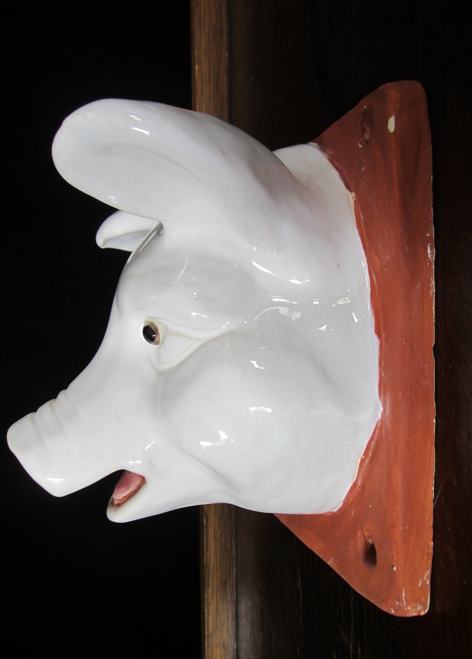 French Style Pig's Head Wall Plaque White Faience Tin | Etsy
