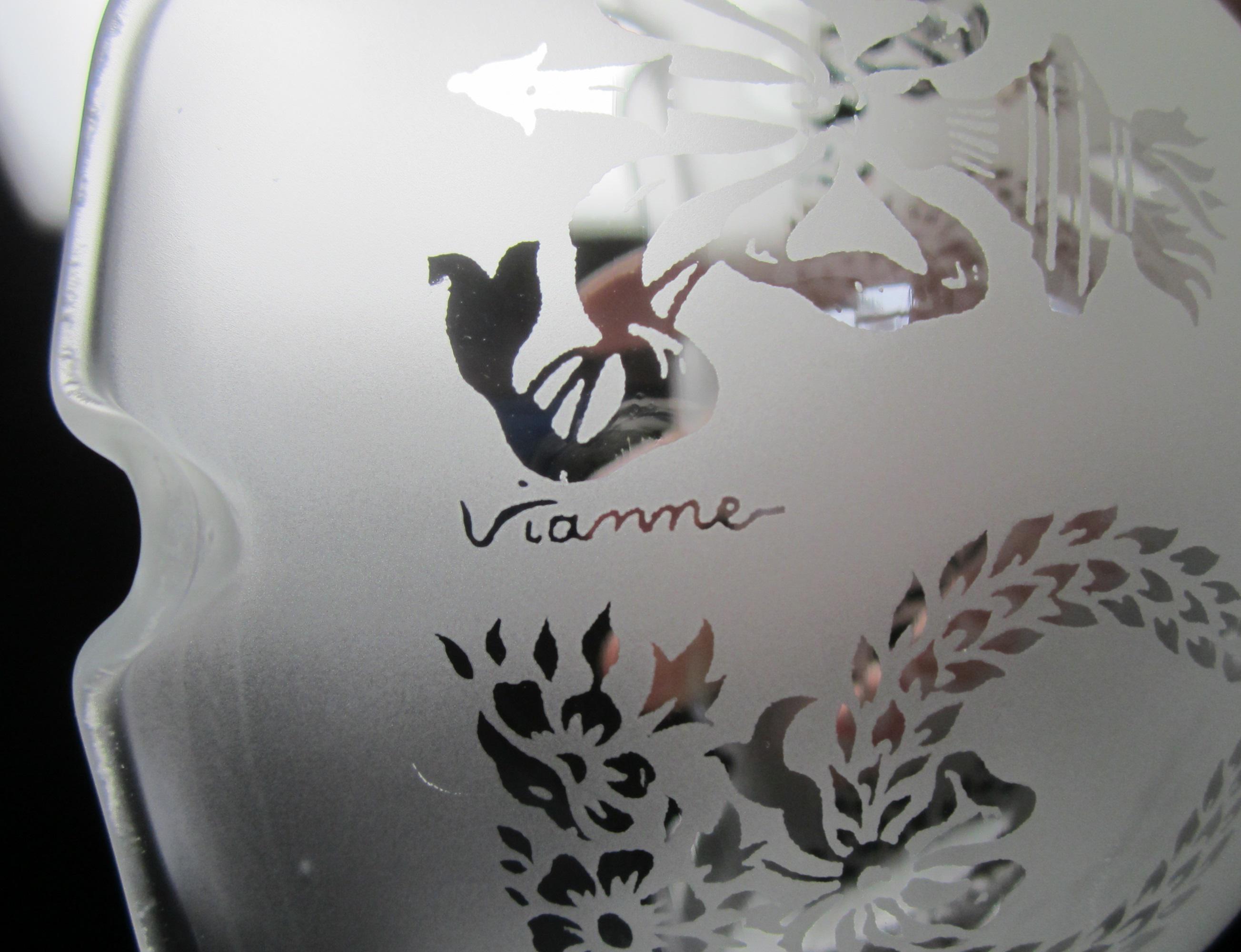 Vintage Vianne Light Shade: Frosted Etched Glass Bell, Torch & Wreath ...