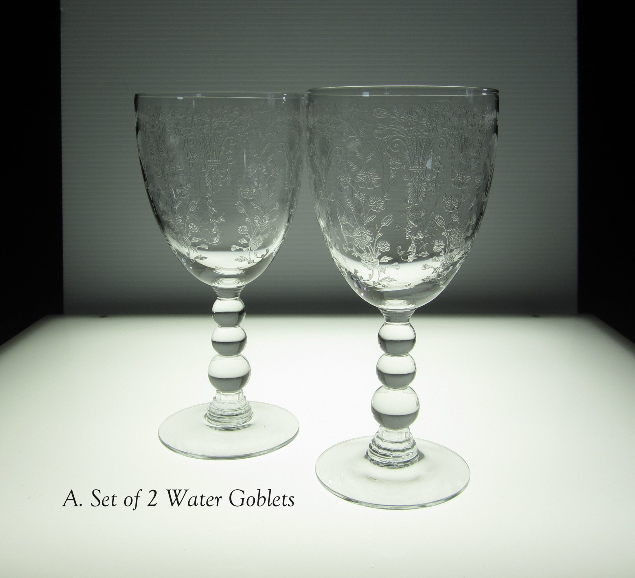 Vintage Duncan & Miller Water Goblet: First Love Floral Etch, 1935 ...