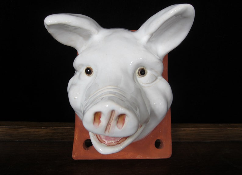 French Style Pig's Head Wall Plaque White Faience Tin - Etsy