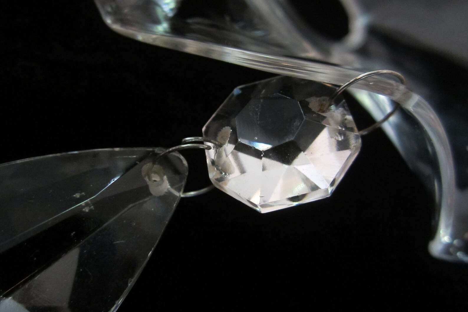 Pair 6 1/2 Glass Bobeche With Crystal Prisms Antique - Etsy