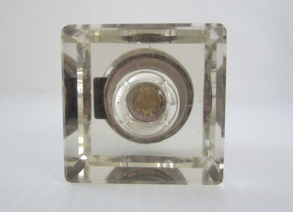 Antique Square Glass Inkwell With Sterling Silver Cap - Etsy