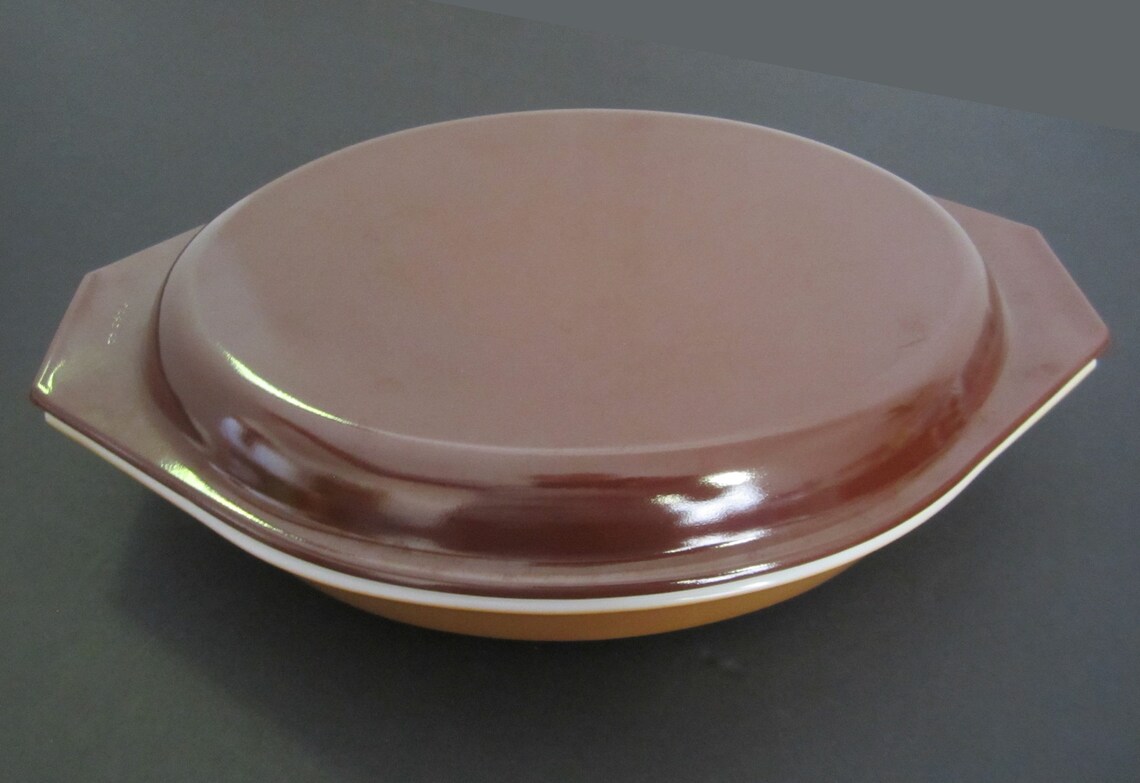 Pyrex 063 Old Orchard Oval Divided Casserole With Lid 1 - Etsy