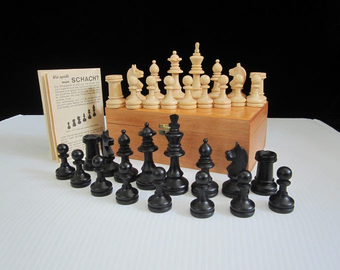 West German Chess Set in Box Wooden Bohemian Staunton Chessmen 3 King ...