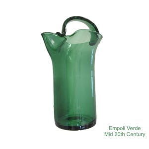 12" Empoli Verde Drink Pitcher Large Handled Green Blown Glass ...