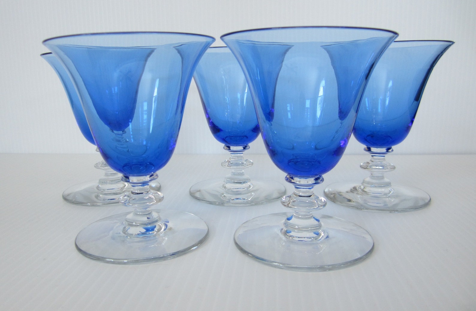 5-Pc Radiant Blue Footed Cocktail Glass by Morgantown | Etsy