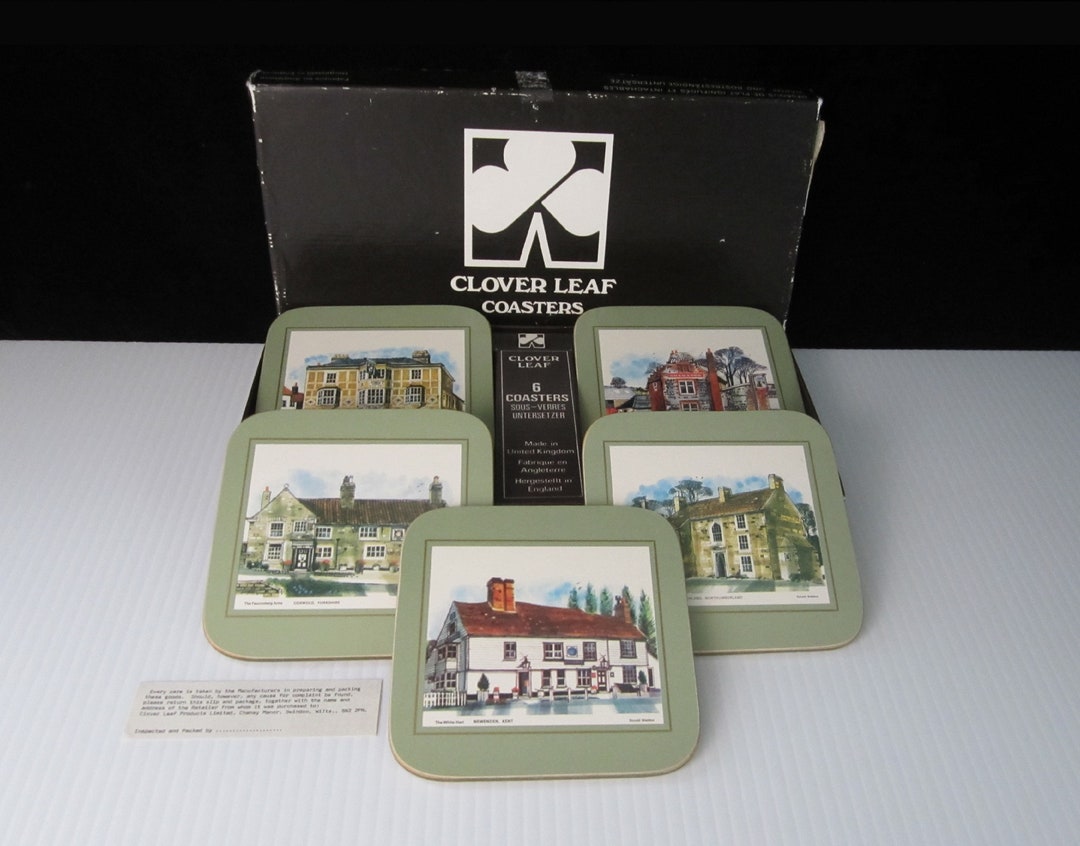 5-pc Country Pubs of England Coasters in Box by Clover Leaf • Vintage ...