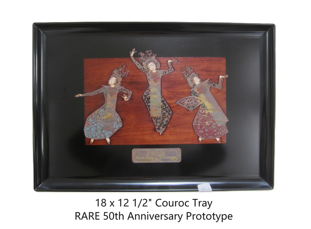 RARE Couroc 50th Anniversary Tray, Moira Wallace Balinese Dancers 1998 ...