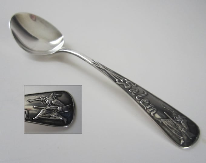 4 1/4" Salem Witch Antique Sterling Silver Collector Spoon by D. Low ...