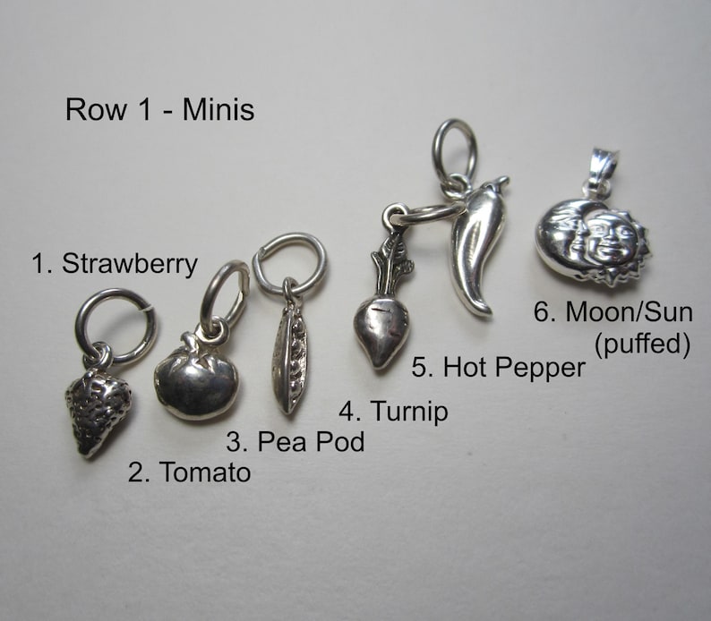 Vintage Sterling Silver Gardening Charms: Tomato, Rose, Seed Packet - Etsy