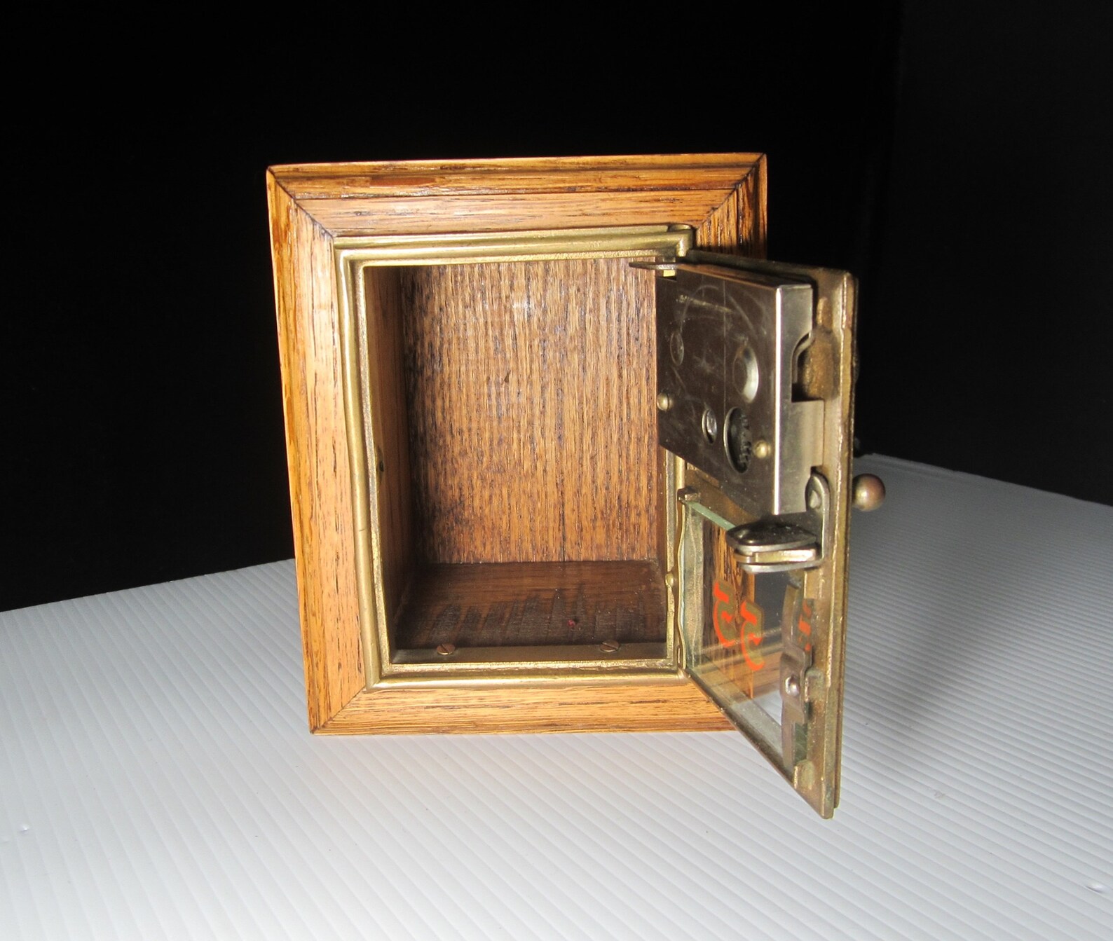 Antique USPS PO Box Door Bank Wooden Oak Cabinet No. 55 Corbin Eagle ...