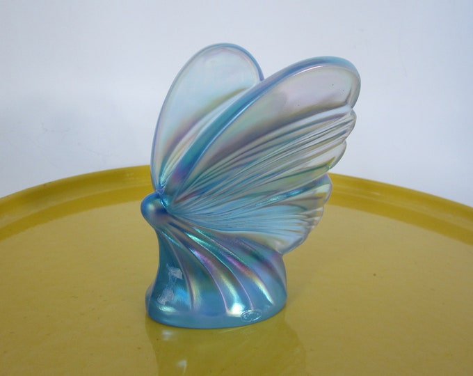 Fenton Glass Butterfly Blue Iridescent Figurine Opalescent Vintage 95th ...