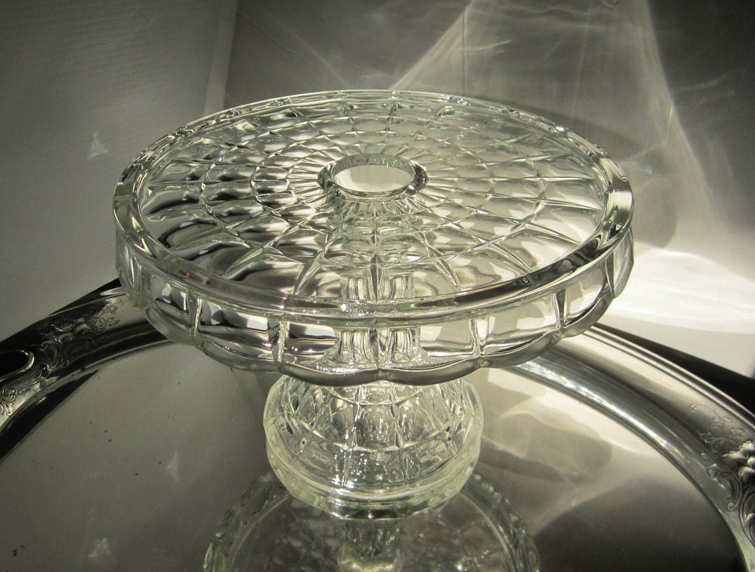 Vintage Indiana Glass Cake Stand: Constellation Pattern Pedestal, Rum ...