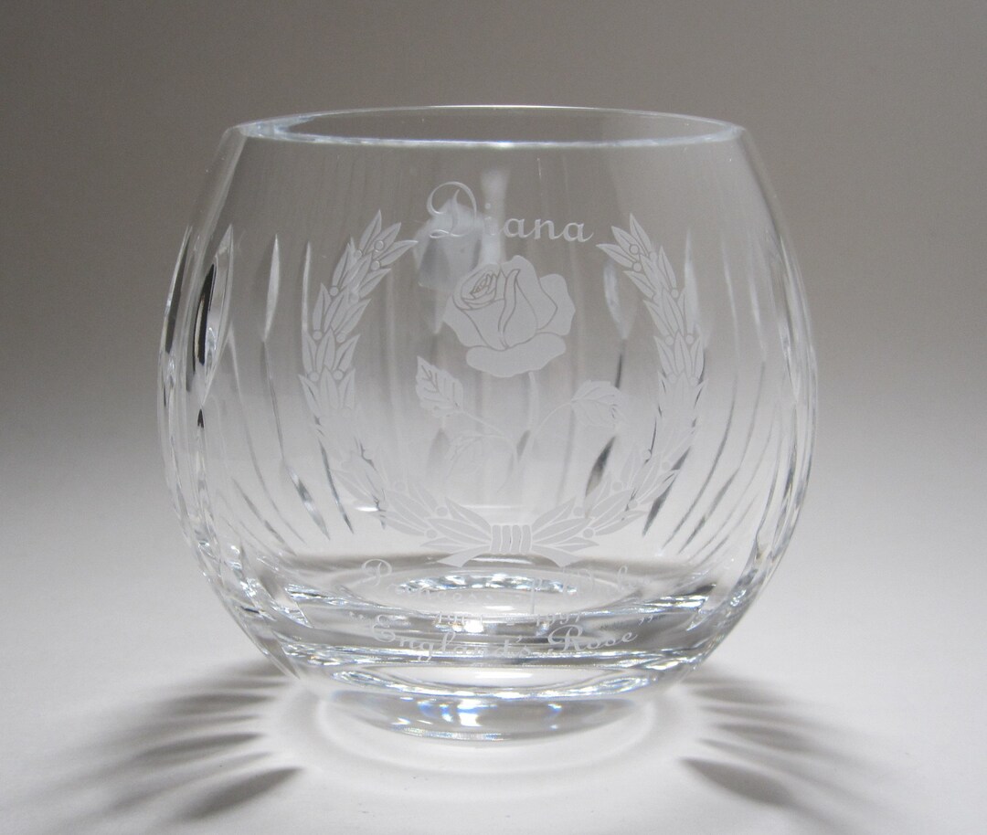 Vintage Stuart Crystal Diana Princess of Wales Rose Bowl Vase • Signed ...