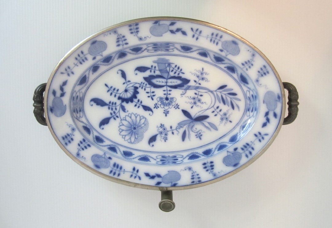 WMF Blue Onion Warming Platter, 16-inch Mounted Silver • Vintage 1920s ...