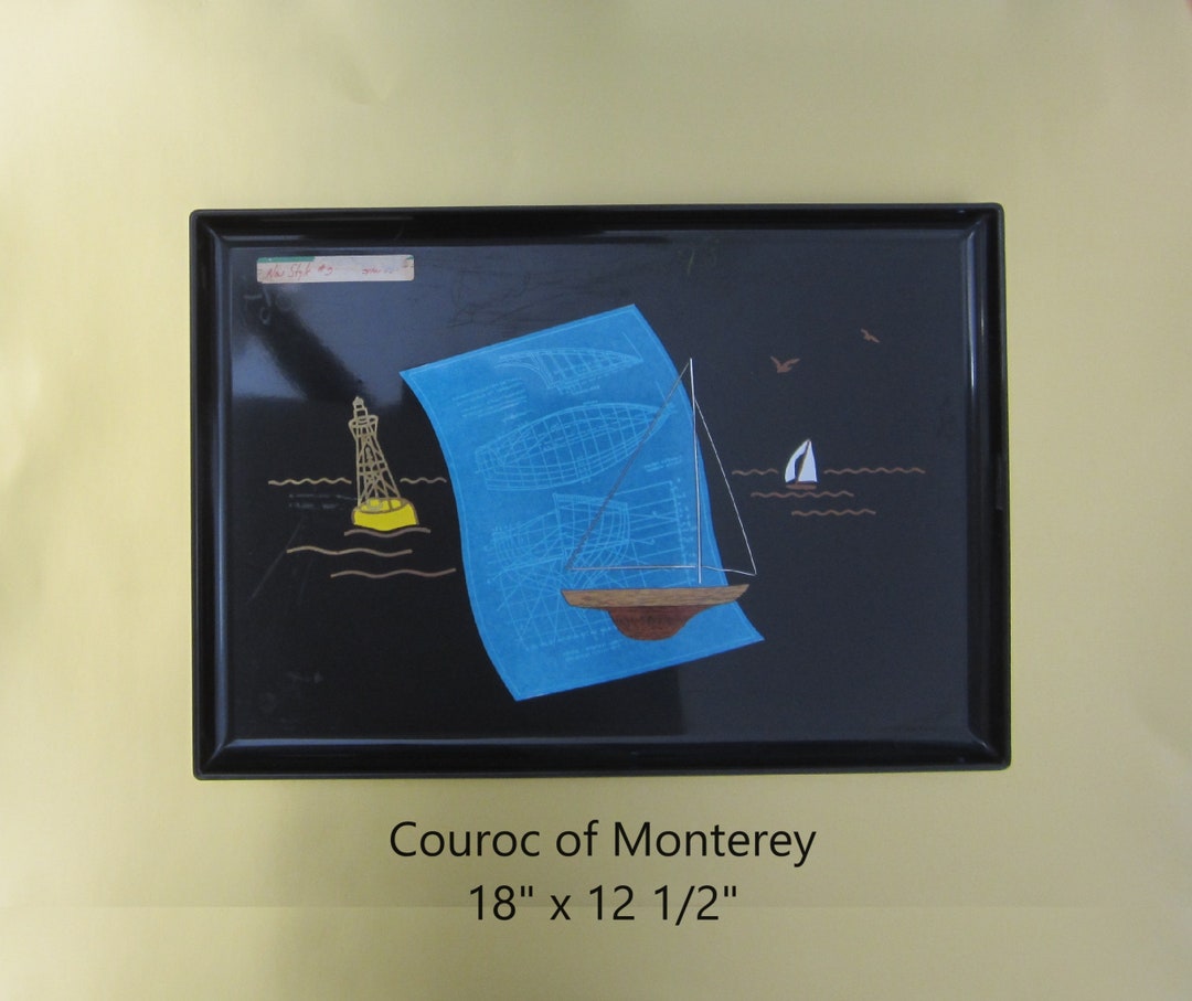 18x12 Couroc Tray Collectible Salesman Sample - Sailboat Nautical Theme ...